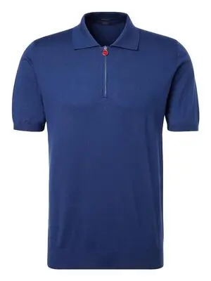 Kiton Cotton Half-zip Polo Shirt - Blue
