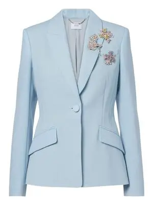 Erdem Embellished Virgin Wool Crêpe Blazer - Blue