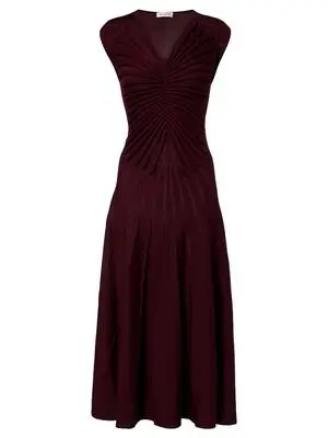 Alaïa Virgin Wool Midi Dress - Burgundy