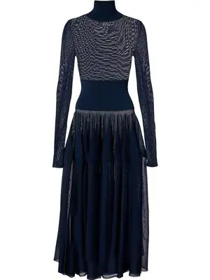 Alaïa Sheer Midi Dress - Blue