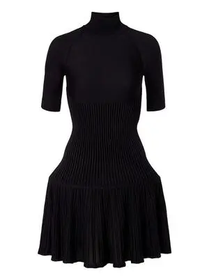 Alaïa Ribbed-knit Wool-blend Minidress - Black