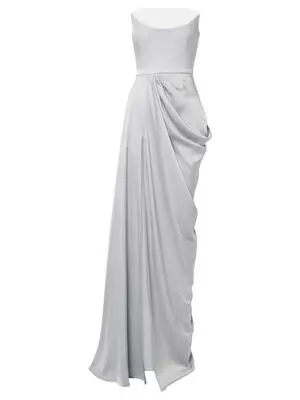 Alex Perry Draped Bustier Gown - Grey