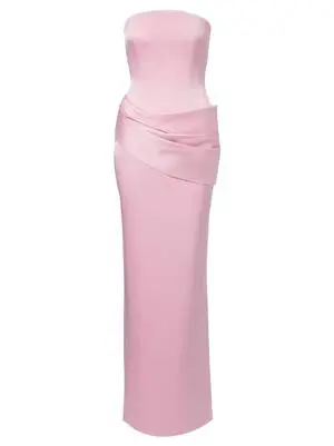 Alex Perry Draped Satin Crêpe Bustier Gown - Pink