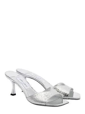 JIMMY CHOO Jimmy Choo Skye 70 Metallic Leather Mules Silver