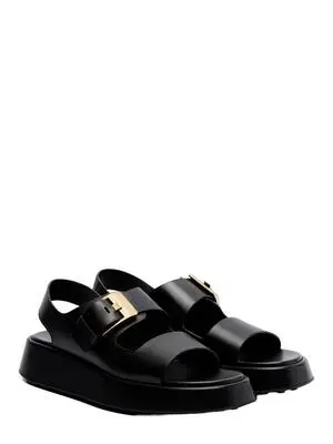 TOD'S Leather Platform Sandals - Black