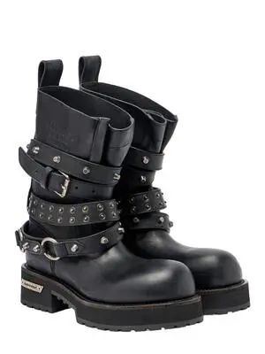 Balenciaga Venom City Leather Biker Boots - Black