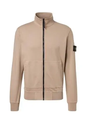 Stone Island Compass Cotton Zip-up Sweatshirt - Beige