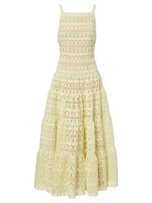 Elie Saab Macramé Midi Dress - Yellow