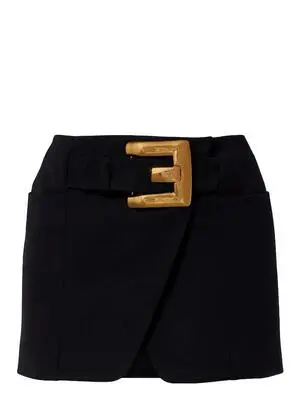 Balmain Virgin Wool Grain De Poudre Miniskirt - Black