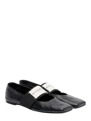 Givenchy Sliced Square Leather Ballet Flats - Black