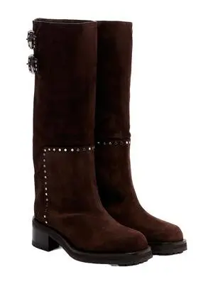 JIMMY CHOO Brooklyn 50 Studded Knee-High Boots Brown