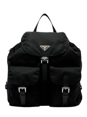 Prada Re-nylon Medium Leather-trimmed Backpack - Black