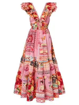 Camilla Collage Kingdom Tiered Maxi Dress - Pink