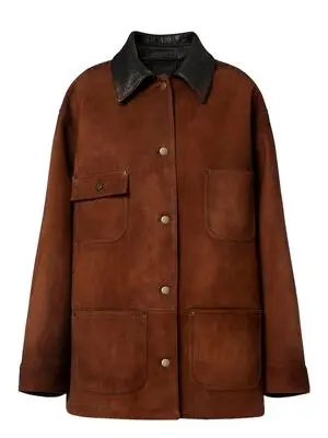 Prada Suede Field Jacket With Leather Trim - Brown