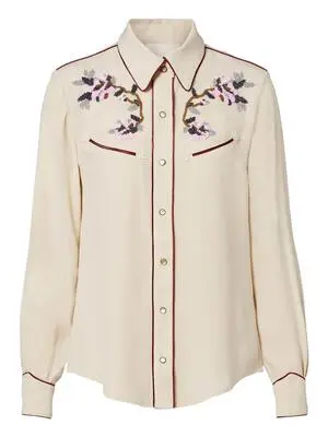 Isabel Marant Yzea Beaded Cady Shirt - Beige