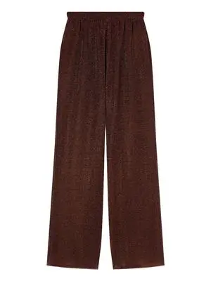 Oseree Lumière Metallic Stretch-knit Wide-leg Pants - Brown
