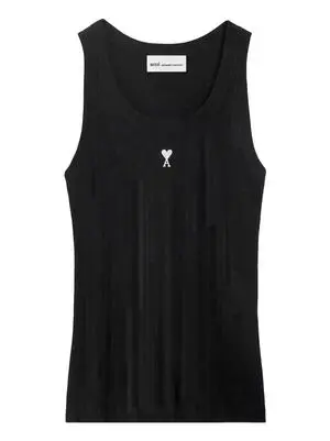Ami De Coeur Embroidered Tank Top - Black