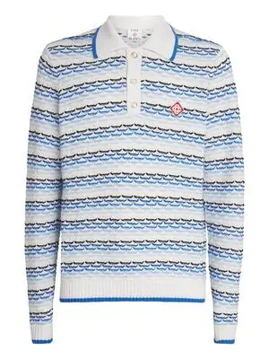 Casablanca Cotton Tuck-stitch Polo Shirt - Blue