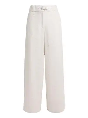 Maje Tweed Wide-leg Trousers - White