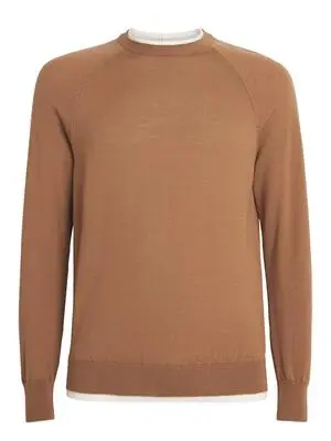 Eleventy Wool Crew-neck Sweater - Brown