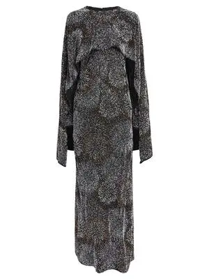 Rabanne Sequinned Cape Gown - Black