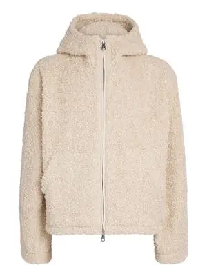 COLE BUXTON Faux Shearling Hooded Jacket - White