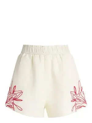 Camilla And Marc Linen-blend Embroidered Eviva Shorts - Yellow