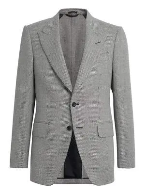 TOM FORD Wool Birds-eye Weave Shelton Blazer - White
