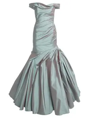 MARMAR HALIM Taffeta Asymmetric Loudres Gown - Blue