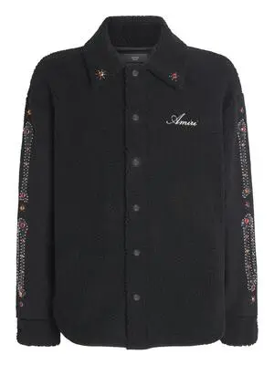 Amiri Fleece Studded Bones Overshirt - Black