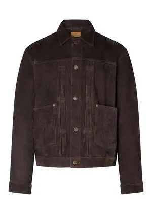 Nudie Jeans Dante II Suede Trucker Jacket Dark Brown
