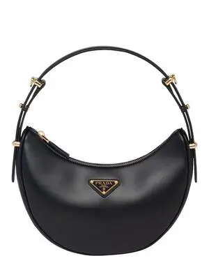 Prada Leather Arqué Shoulder Bag - Black