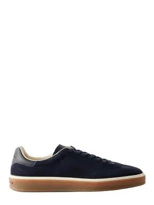 Loro Piana Tennis Walk Leather-trimmed Suede Sneakers - Blue