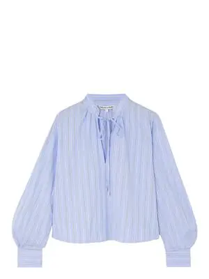 Veronica Beard Kaits Tie-neck Striped Blouse - Blue