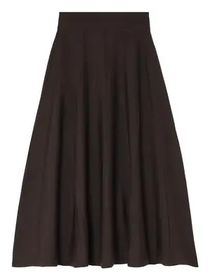 TWP Willow Paneled Ribbed Wool-blend Midi Skirt - Dark Brown