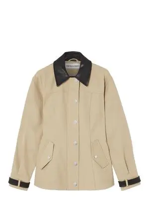 Veronica Beard Talla Leather-trimmed Cotton Jacket - Neutrals