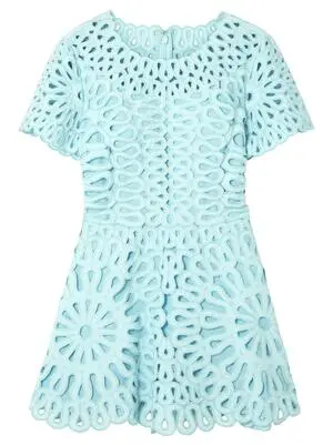 Simkhai Emrys Broderie Anglaise Cotton-blend Mini Dress - Blue