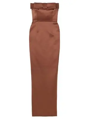 ILKYAZ OZEL The New Arrivals Sisu Bow-embellished Crepe Midi Dress - Metallic