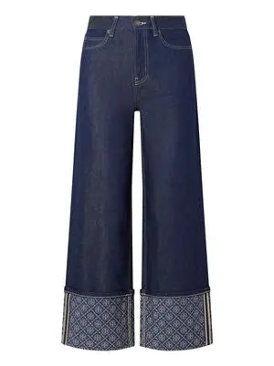 Tory Burch Printed High-rise Straight-leg Jeans - Blue