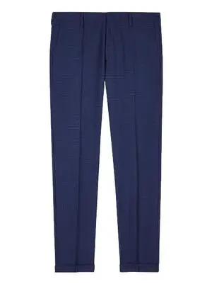 Paul Smith Slim-fit Gingham Wool Trousers - Blue