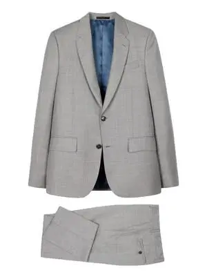 Paul Smith The Soho Tailored-fit Grey Wool Sharkskin Suit - White