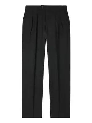 Paul Smith Two-ply Hopsack Wool Pleat Front Trousers - Black