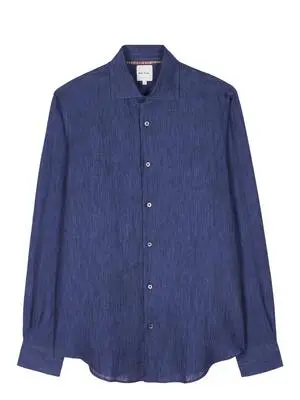 Paul Smith Slim-fit Indigo Linen Shirt - Blue