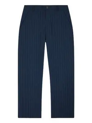 Paul Smith Pinstripe Wool Seersucker Wide Leg Trousers - Blue
