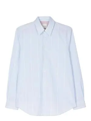 Paul Smith Light Cotton Poplin Stripe Shirt - Blue