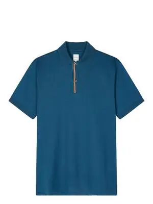 Paul Smith Petrol 'signature Stripe' Trim Polo Shirt - Blue