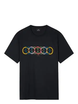 Paul Smith Dark Navy 'overlapping Circles' Print T-shirt - Blue