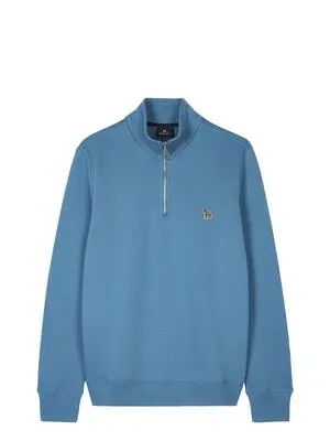 Paul Smith Zebra Logo Zip-neck Sweatshirt - Blue