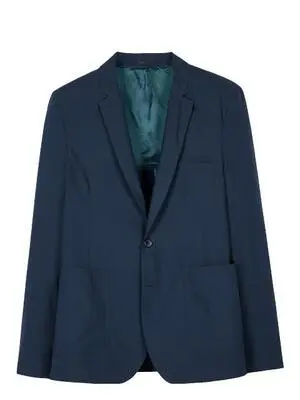 Paul Smith Navy Cotton-blend Two Button Blazer - Blue