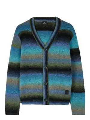 Paul Smith Faded Stripe Merino Wool-blend Cardigan - Green